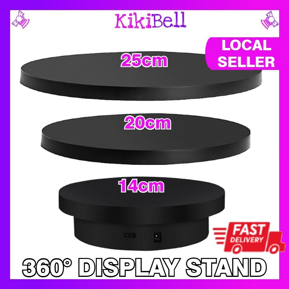 14/20/25cm 3in1 Showcase Display 360 Rotating Stand White Black USB ...