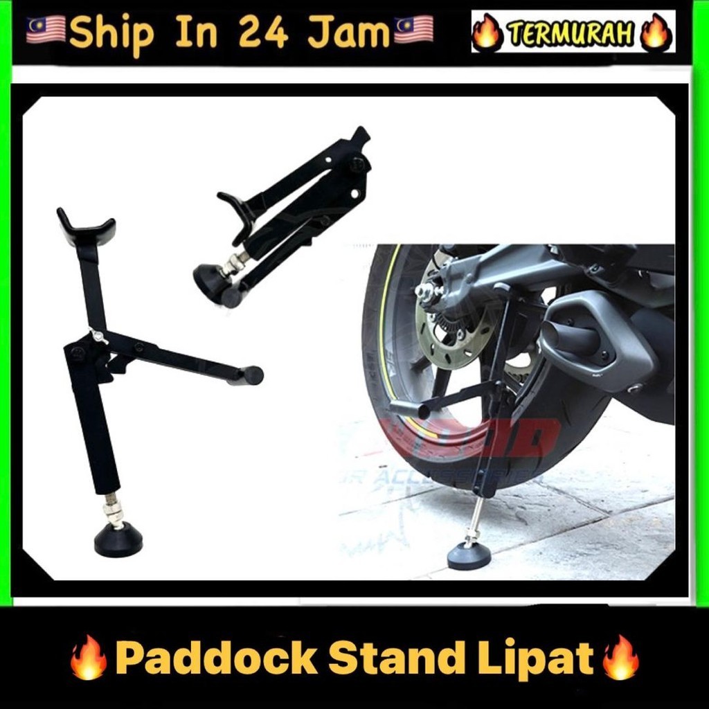 UNIVERSAL PORTABLE MOTORCYCLE PADDOCK STAND / MINI MOBILE LIPAT POCKET ...