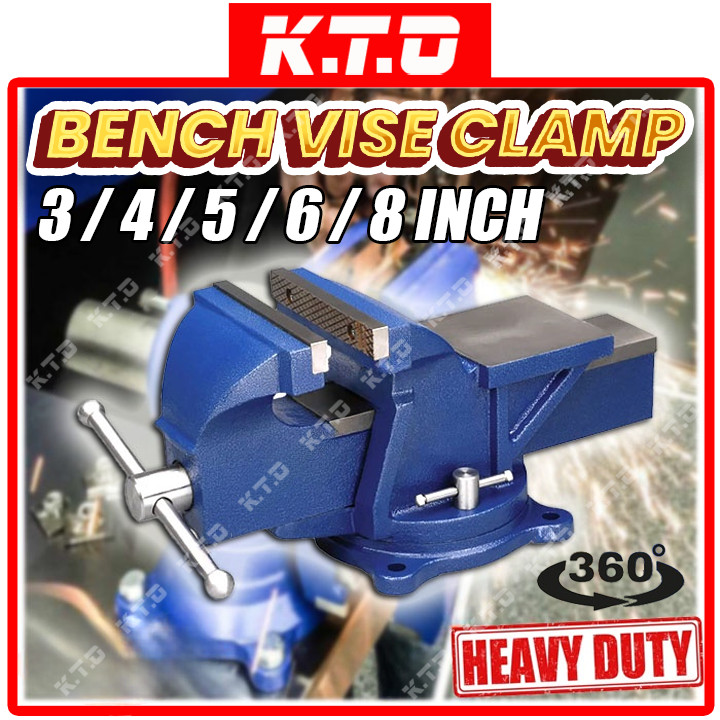 3 / 4 / 5 / 6 / 8 Inch KTO Heavy Duty Swivel Bench Vise Clamp Grafting Tool Set 360° Base Table ...