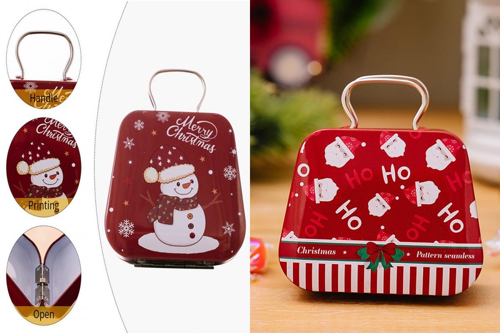 [SH] Holiday Sweets Organizer Handle Candy Container Festive Christmas ...