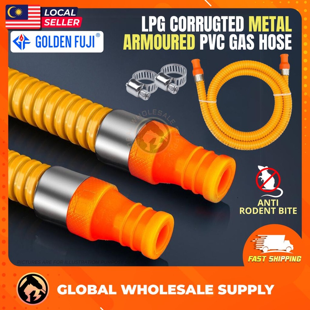 GOLDEN FUJI 1.5 MTR HEAVY DUTY LPG Corrugted Metal Armoured PVC Gas ...