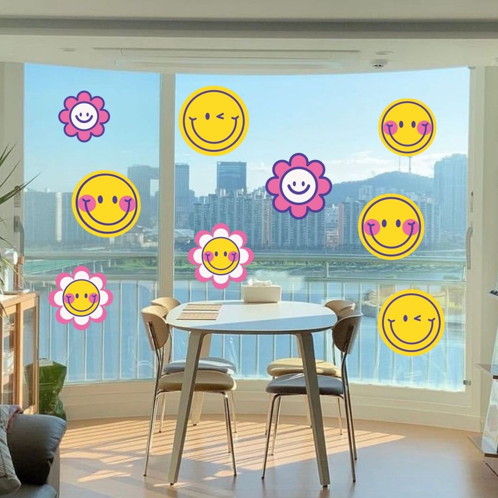 Cute Smiling Face Window Sticker Clothing Store Milk Tea Coffee Shop ...