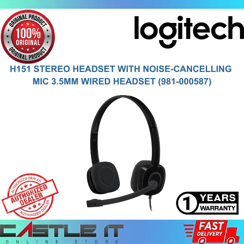 Logitech H151 Stereo Headset with Noise-Cancelling Mic 3.5MM Wired ...