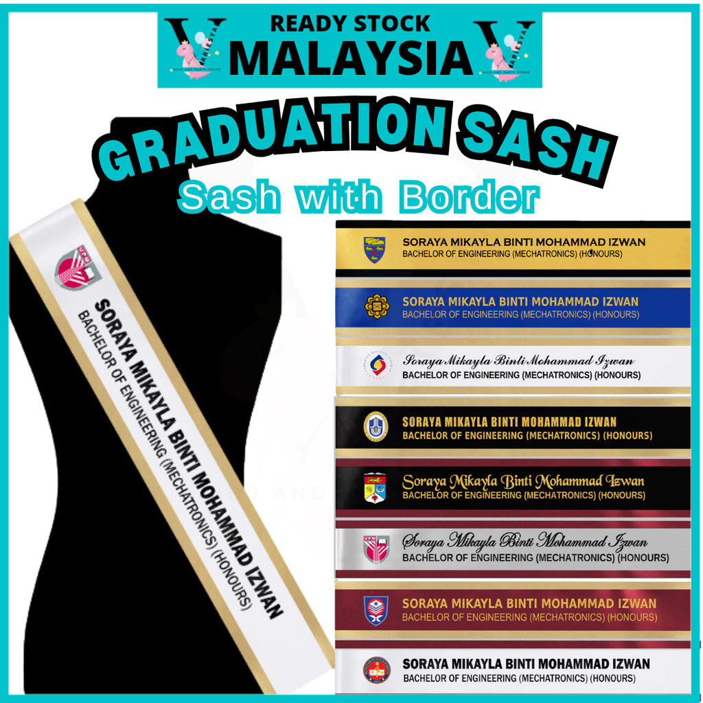 Custom Sash with border untuk graduation sash selempang graduasi ...