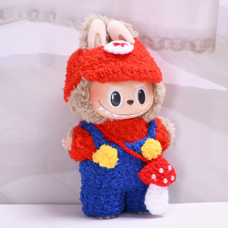 【Only clothes】Pure Hand Knitted Mario Clothes, Suitable for labubu v1 ...