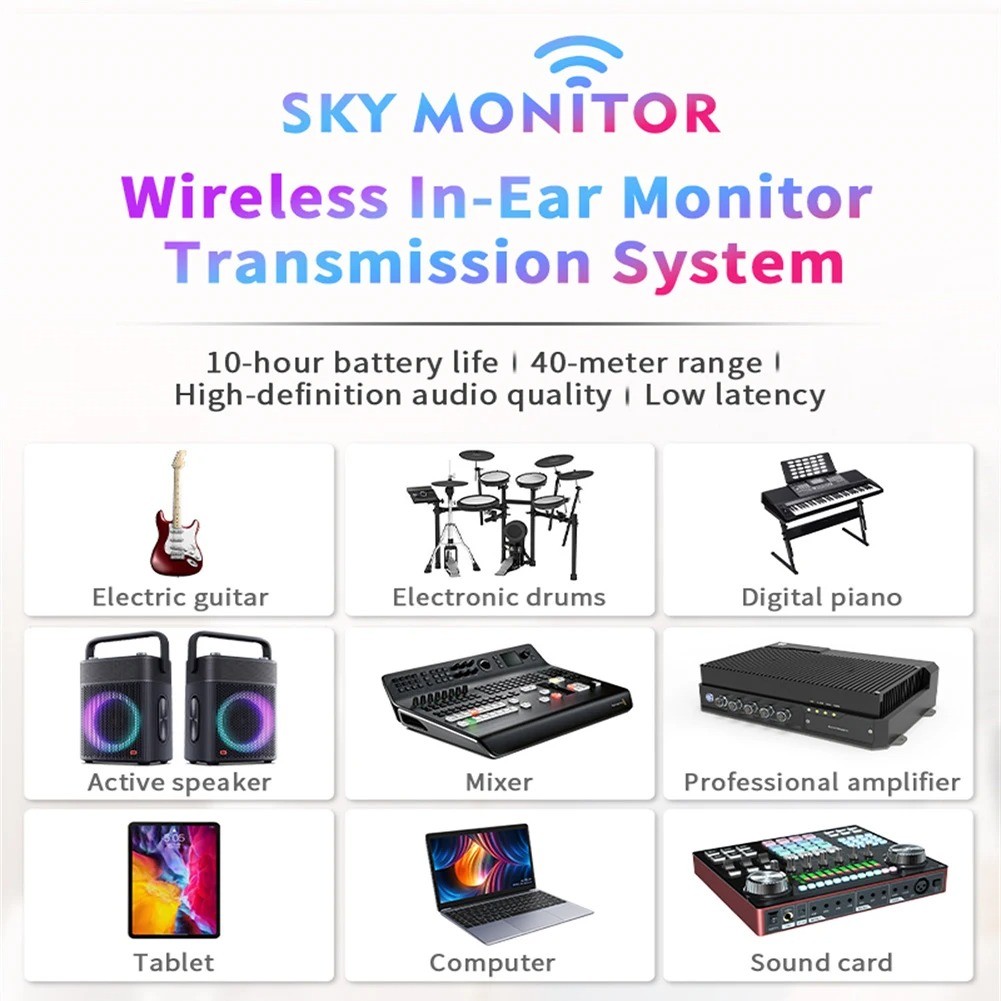 Wireless in-Ear Monitor System 2.4G Wireless IEM System Stage Monitor ...