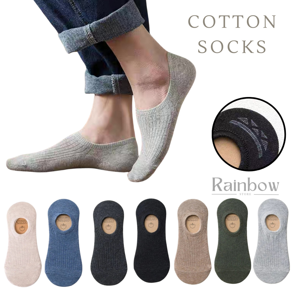 Men's Cotton Invisible Socks Low Cut No Show Socks Non Slip Cotton ...