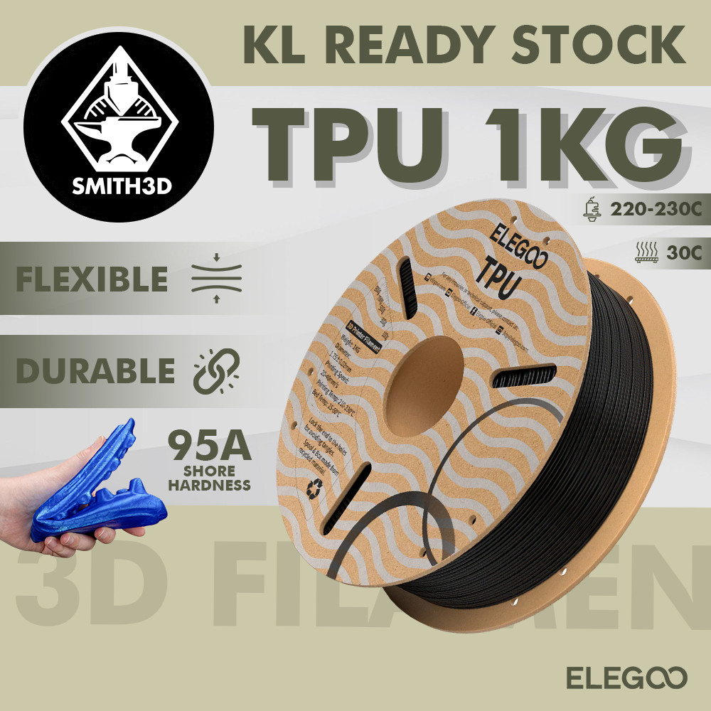 Elegoo TPU Filament 1KG 1.75mm 95A Shore Hardness, UV Resistant Easy To ...