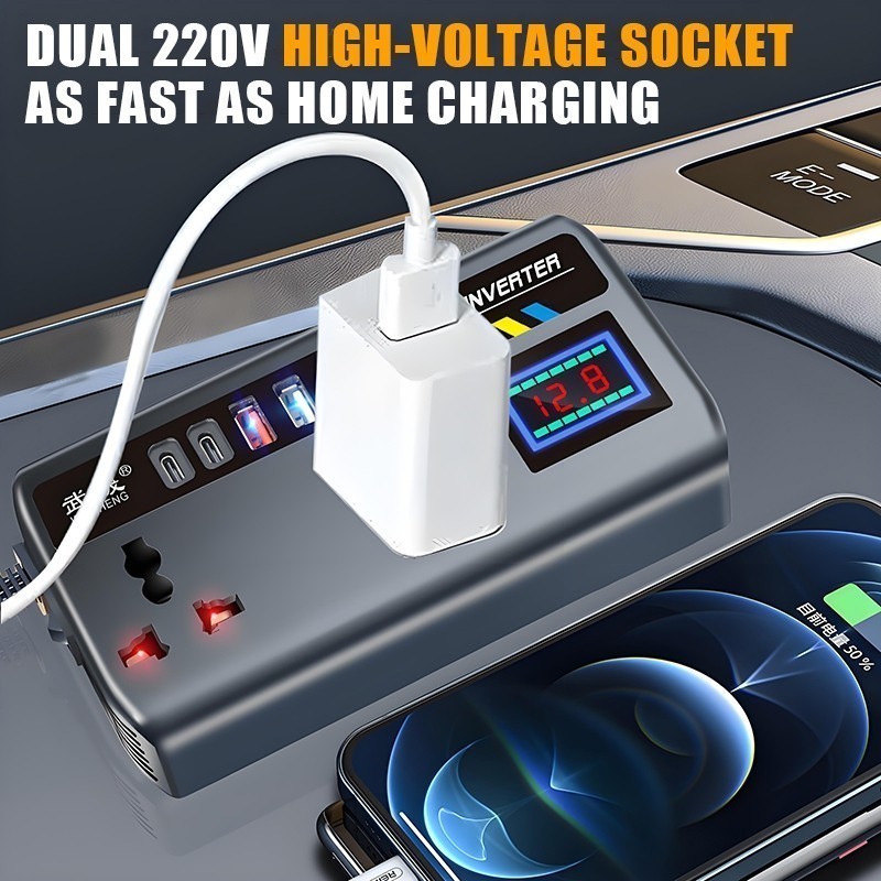 200W Portable Power Inverters Battery Inverter 12v/24v to 220v ...