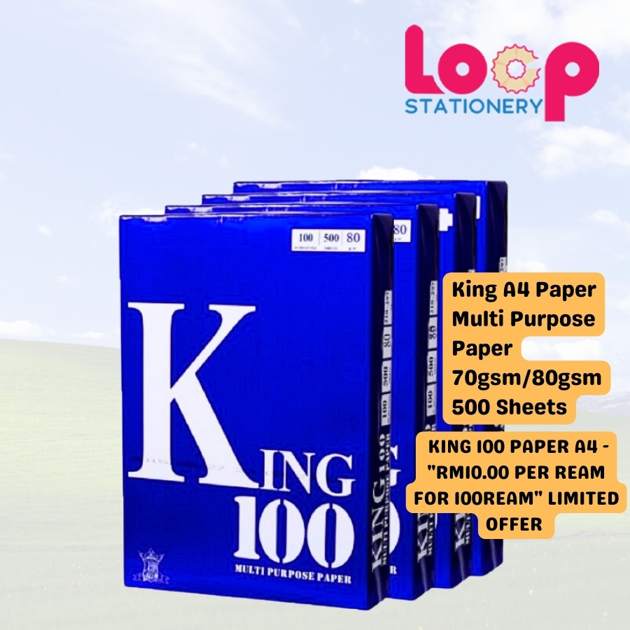 King 100 A4 Paper Copies Multi Purpose 70gsm/80gsm Kertas A4 | Shopee Malaysia