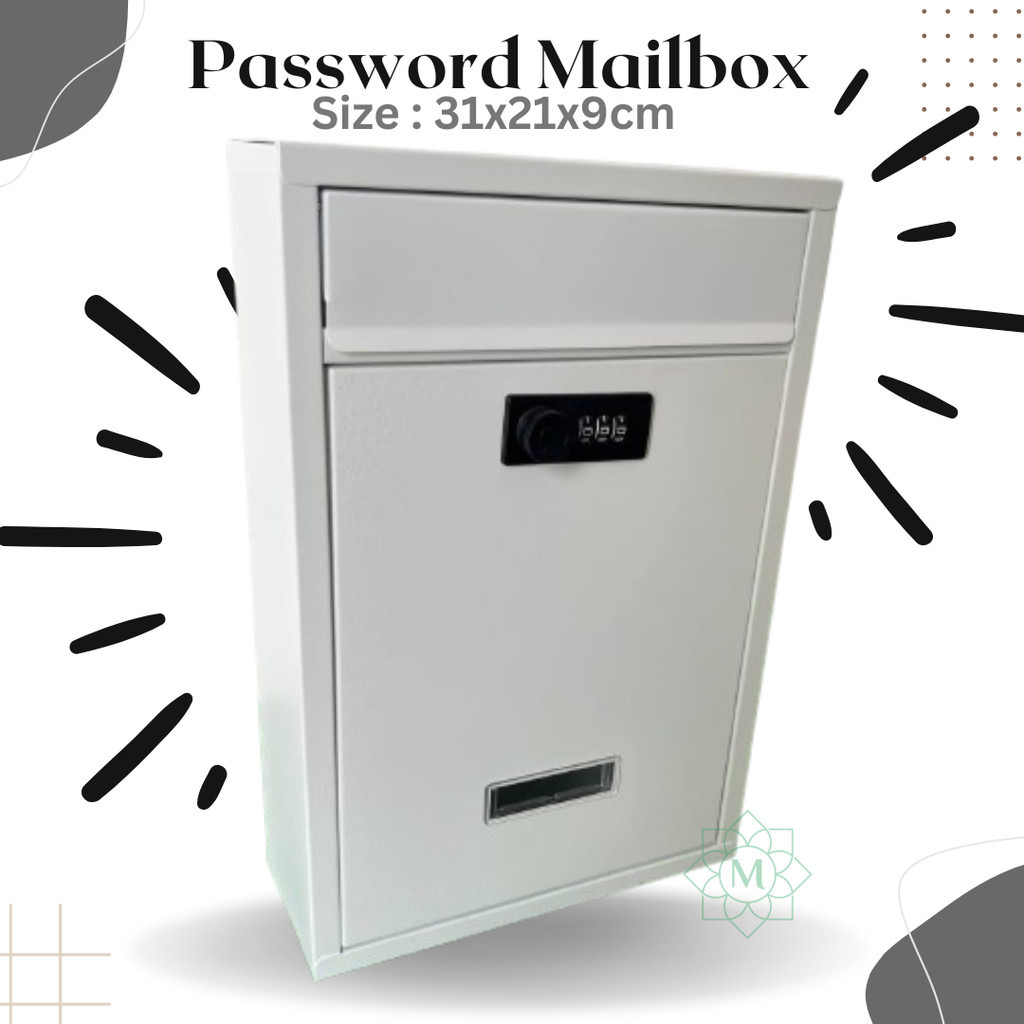 Outdoor Metal Mailbox With Password - Wall Mount Rust-Resistant Post ...