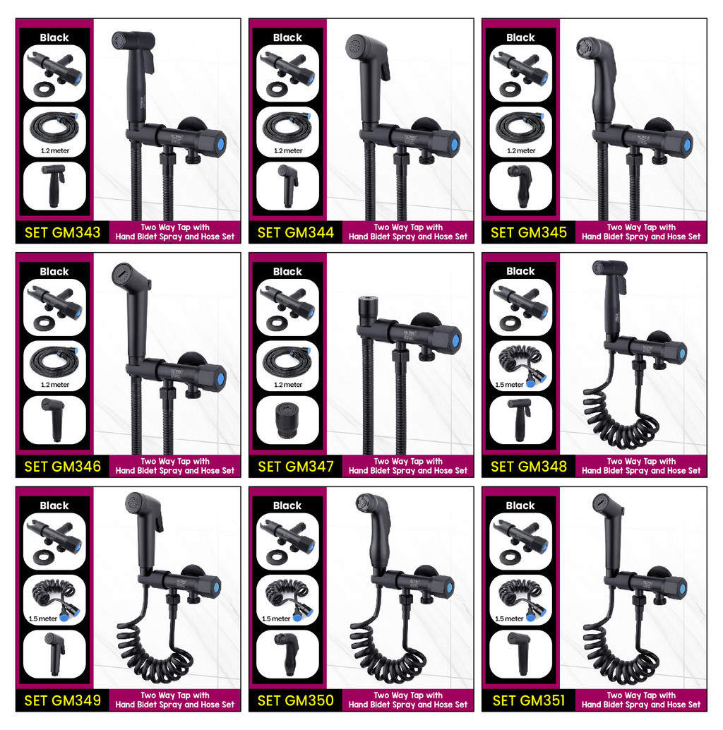 MCPRO SUS304 Stainless Steel BLACK HEXAGON TWO WAY TAP with BIDET SPRAY ...
