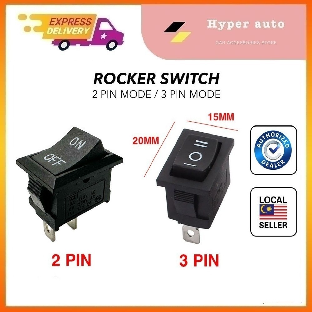 car rocker switch 3 gang on off 2 way 12v suis kereta mini button ...