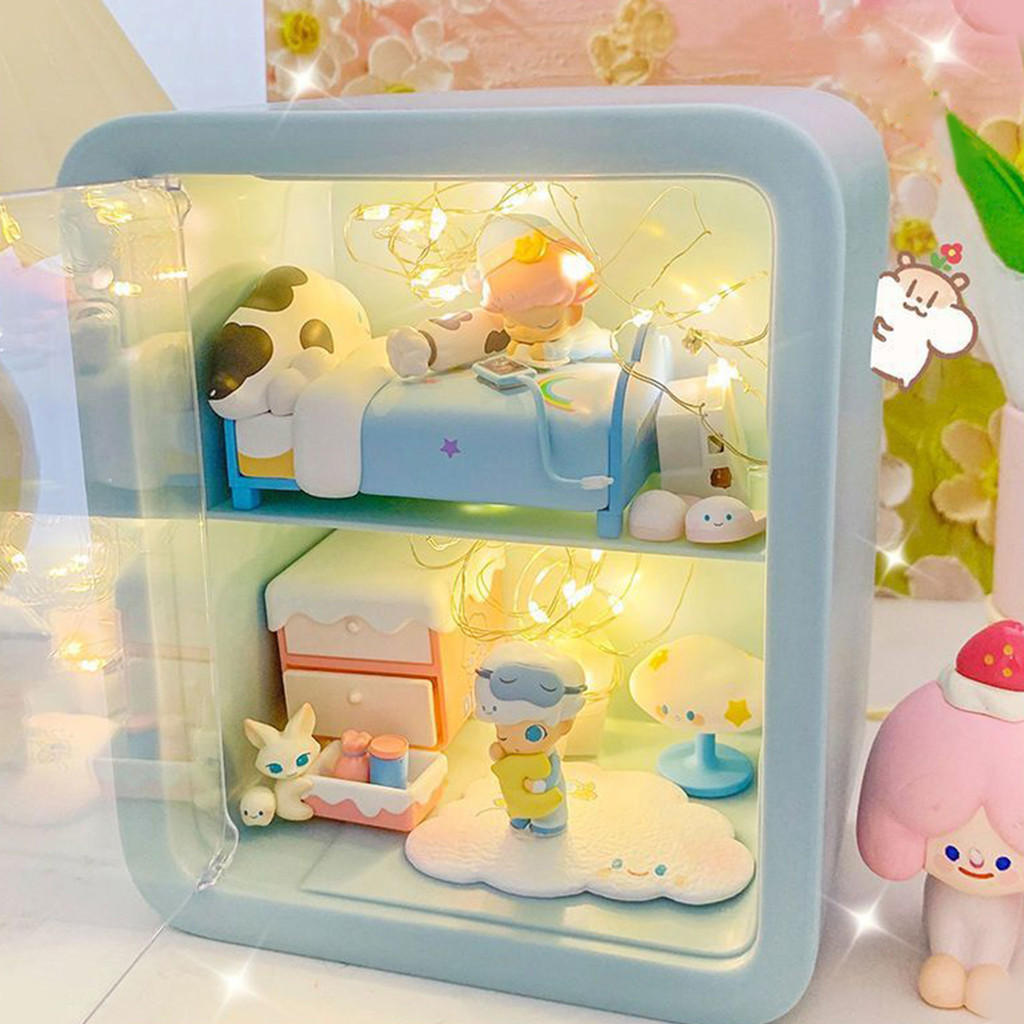 Dollhouse Model Storage Box With DIY Scene Figure Display Shelf ...