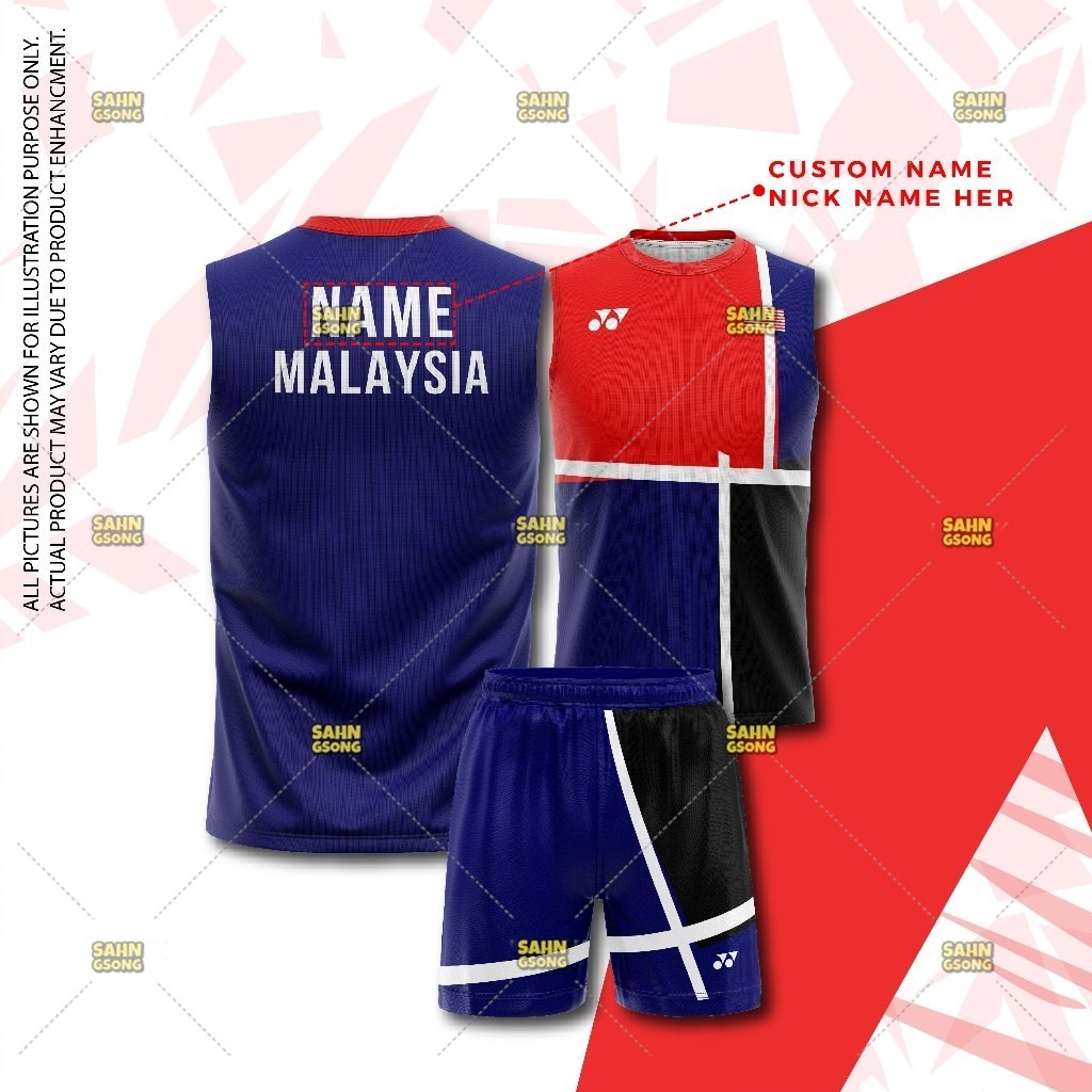 【FREE CUSOTME] MALAYSIA OLYMPIC BADMINTON JERSEY, JERSI BADMINTON ...