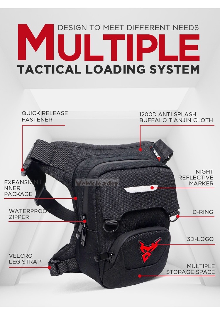 Motorcycle Drop Leg Side Bag Waterproof Outdoor Casual Waist Bags Hard ...