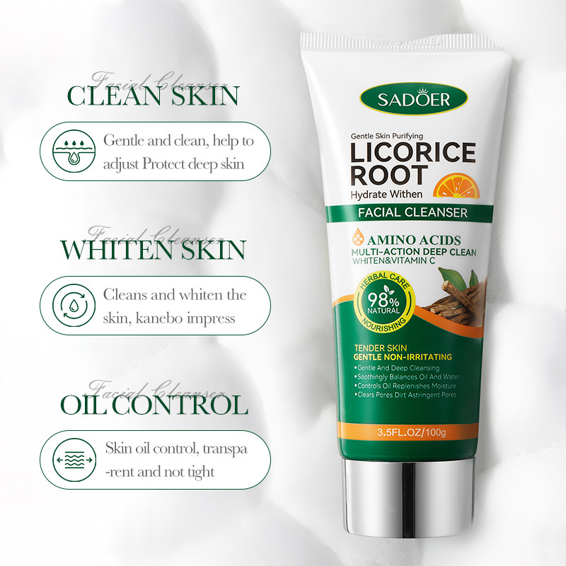 ROREC SADOER Licorice Root Hydrate Whiten Facial Cleanser Vitamin C Amino Acids Multi Action ...