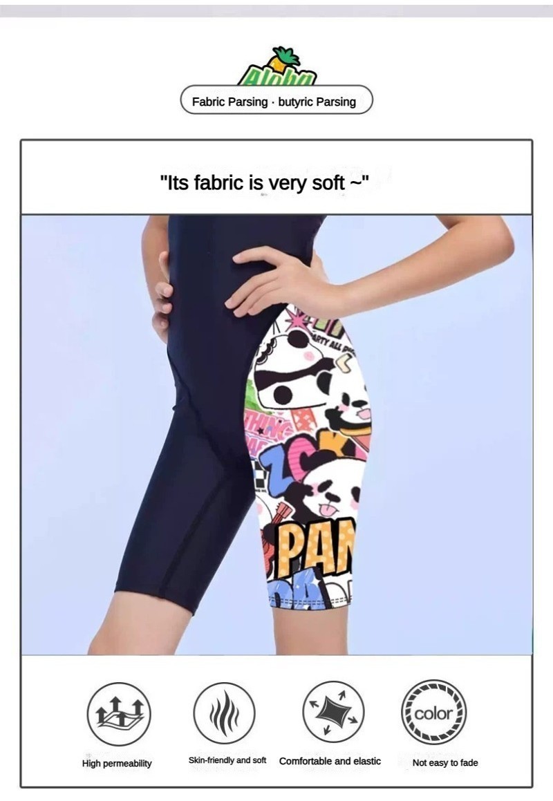 Zoke Girls Knee-Length Swimsuit Teens Girls Cartoon Printed Fastskin ...