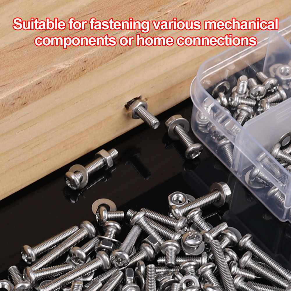 320Pcs/Box Stainless Steel M3 Screws Nuts Kit - Multi Size Metric Hex ...