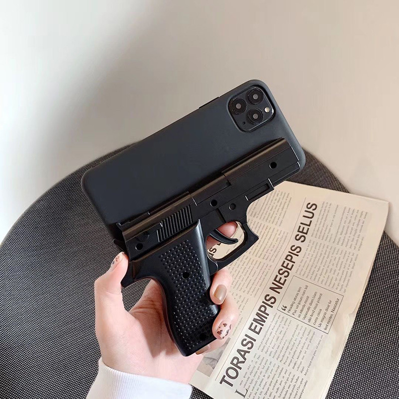 Unique Black Handgun Gun Phone Case Compatible for iPhone 16 Plus 15 14 ...