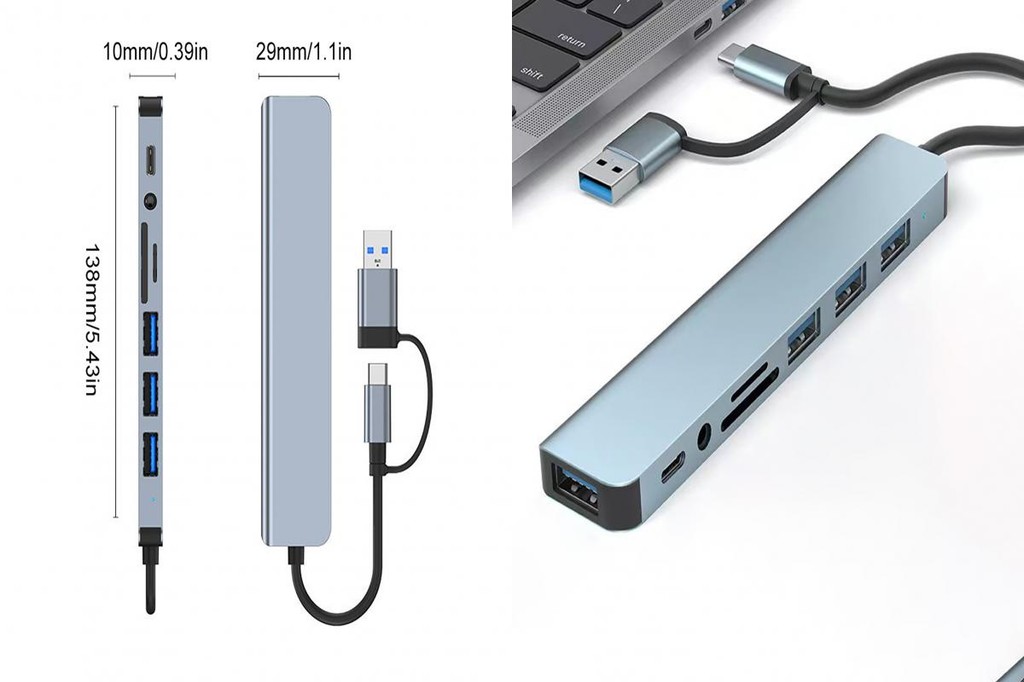 High-quality Aluminum Alloy Extender Dual-head Usb Type-c Port Hub ...