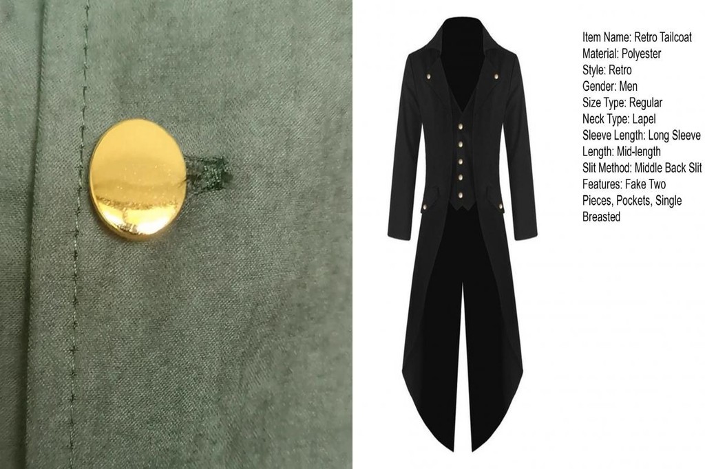 Faux Two-piece Vest Tailcoat Retro Tailcoat Men Tuxedo Coat Men's ...