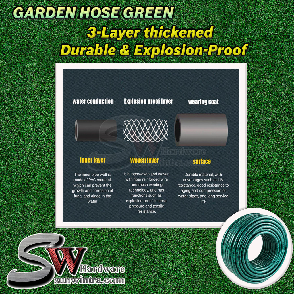 PVC Braided Rubber Garden Hose | Hos Getah Paip Water Hose ( 10 Meter ...