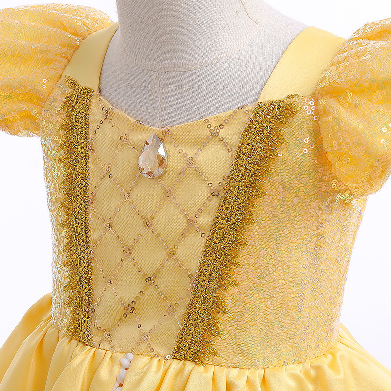 Girls Belle Costume Princess Dresses Children‘s Birthday Belle Party ...