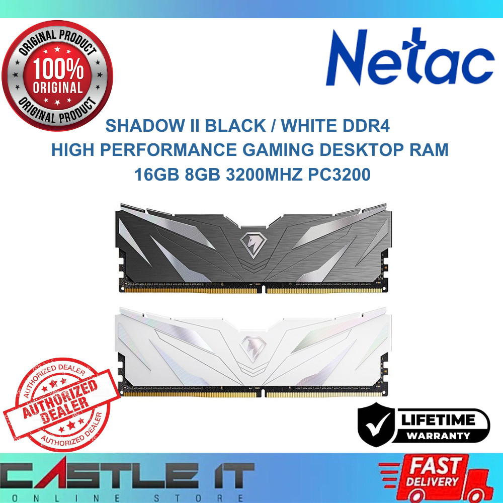 Netac SHADOW II BLACK / WHITE DDR4 16GB 8GB 3200MHZ PC3200 High ...