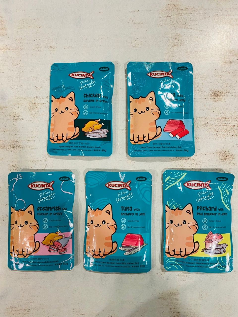 KUCINTA CAT POUCH/CAT WET FOOD 80G (5 FLAVOURS TO CHOOSE) MAKANAN BASAH ...