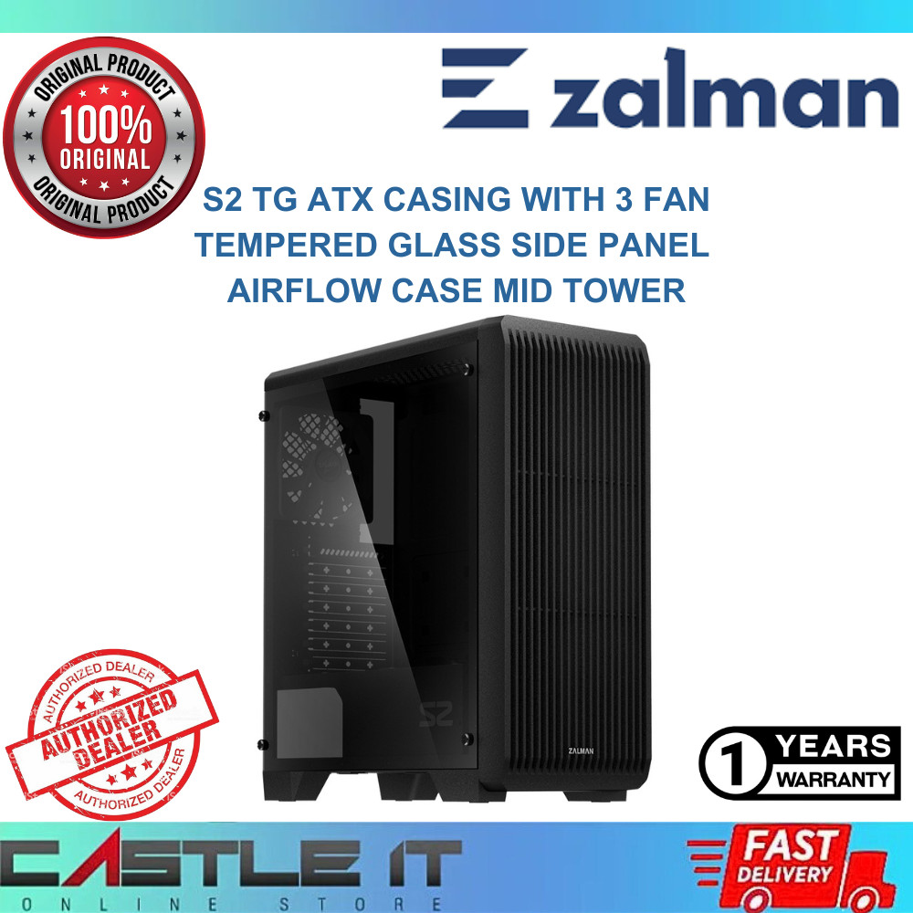 Zalman S2 TG ATX Casing with 3 Fan / Tempered Glass Side Panel (ZM-S2 ...