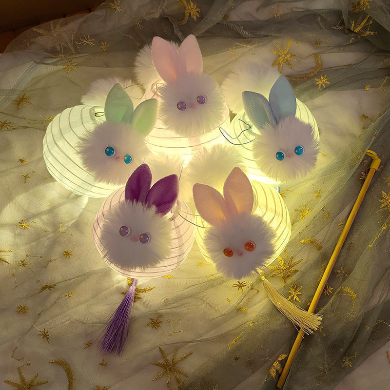 Fun Rabbit Handheld Lantern Mid Autumn Moon Shape Lantern Mid Autumn ...
