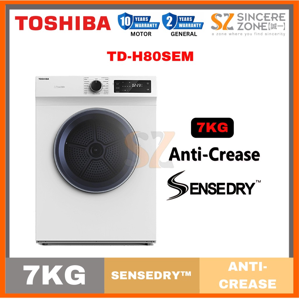 Toshiba TD-H80SEM 7KG SENSEDRY™ TUMBLE DRYER | Shopee Malaysia