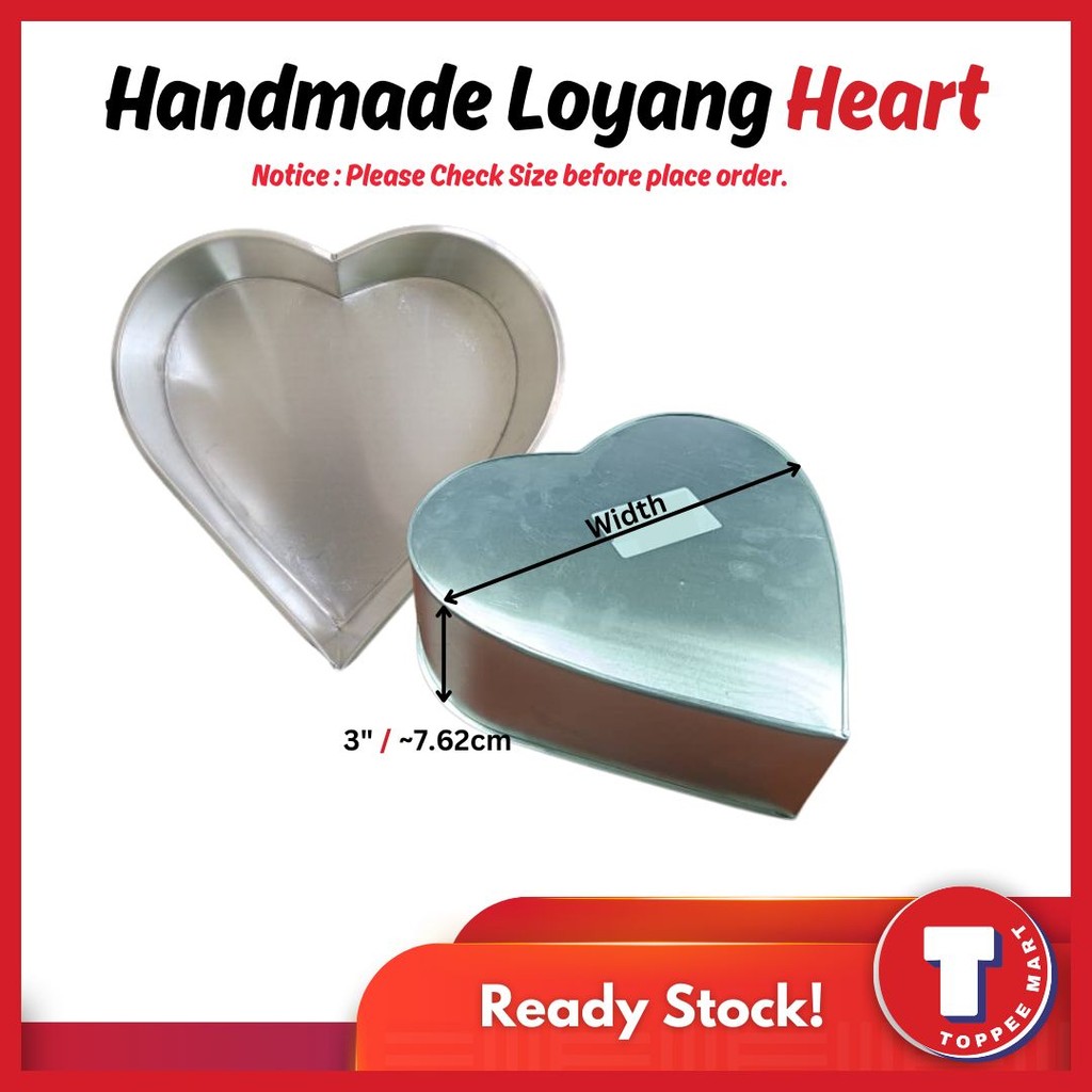 3" LOYANG HATI LOYANG HEART Shape Love Shape Handmade Fixed Base Mould ...