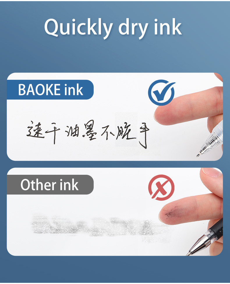 BAOKE Gel Pens Retractable Quick Drying Gel Ink Pen Fine Point 0.5mm ...