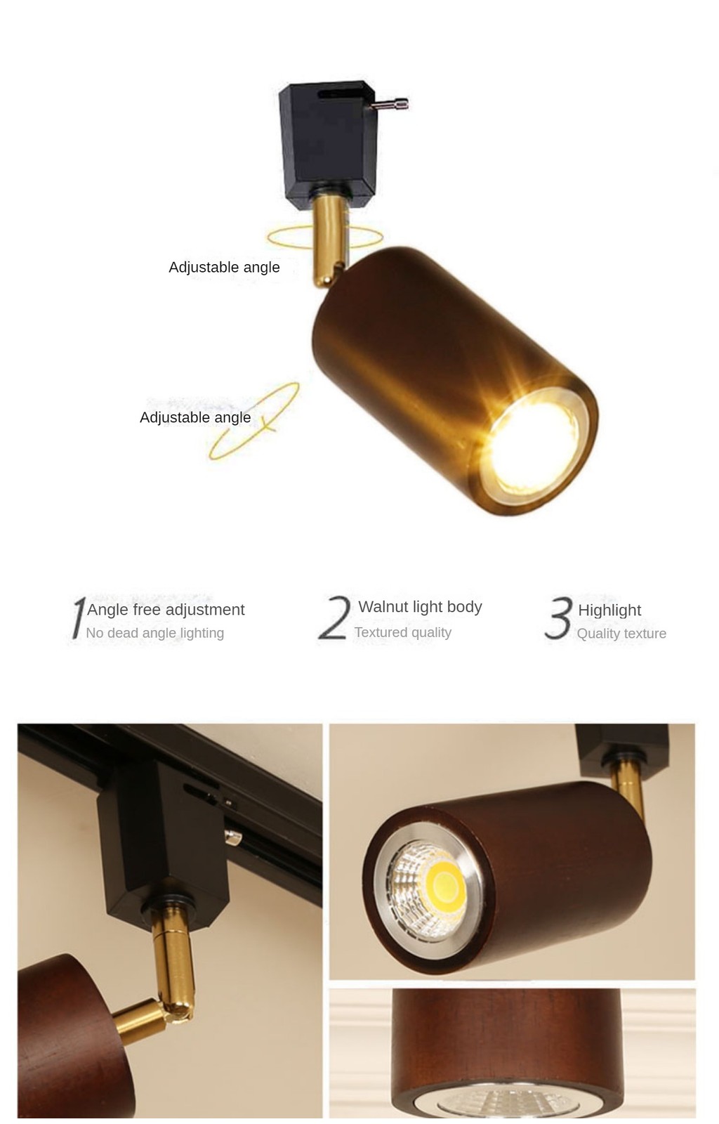 Nordic wooden small spotlight minimalist home living room adjustable ...