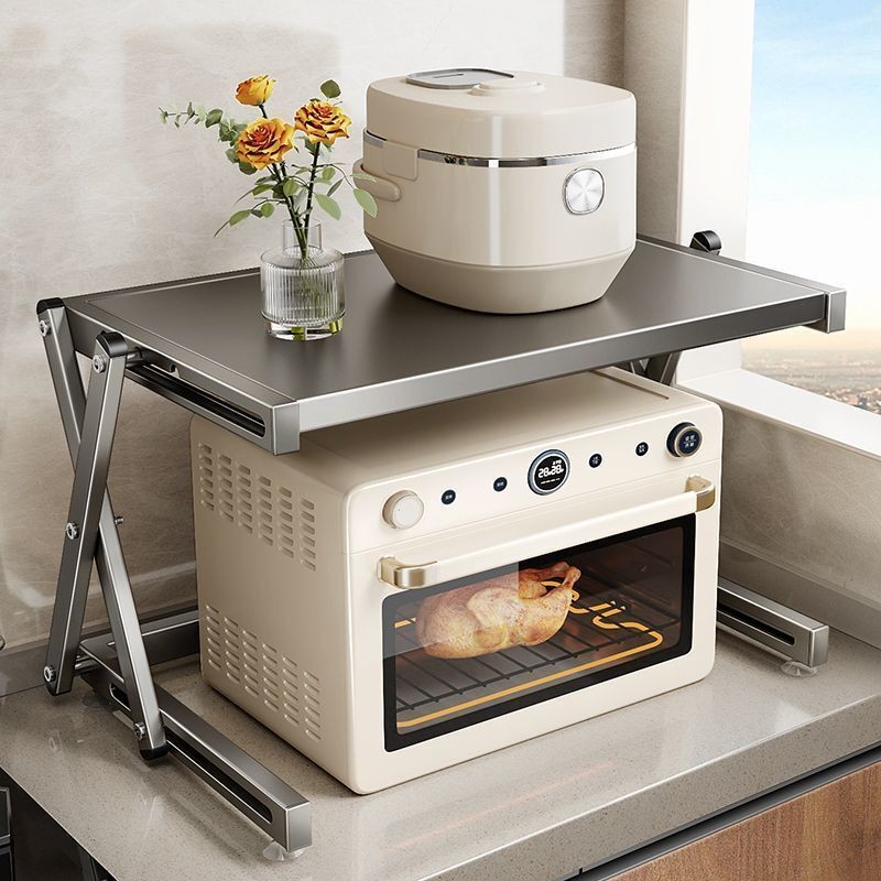 Ready Stock】Adjustable Kitchen Free Microwave Pull Out Rack Oven Rice ...