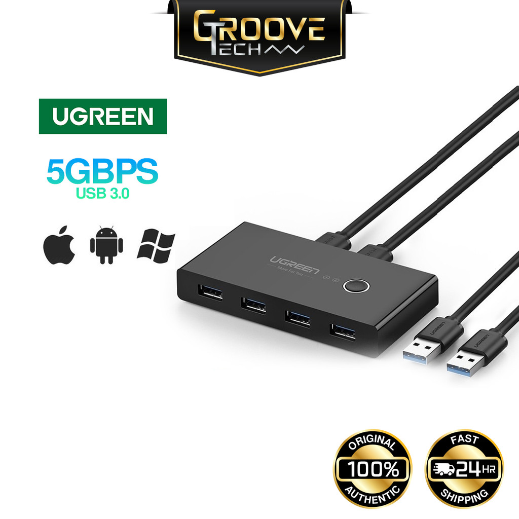 UGREEN USB 3.0 Switch Selector 4 Port 2 Computers Peripheral Adapter Box Selector Hub for PC ...