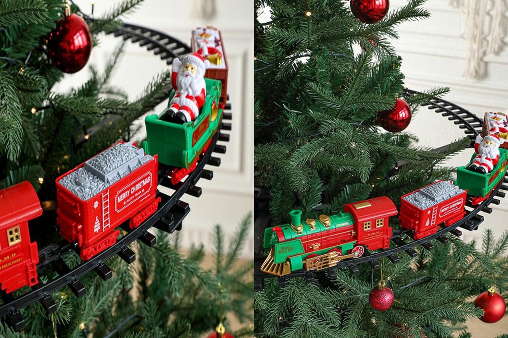 [SH] Battery-operated Christmas Train Set Festive Holiday Train Set ...