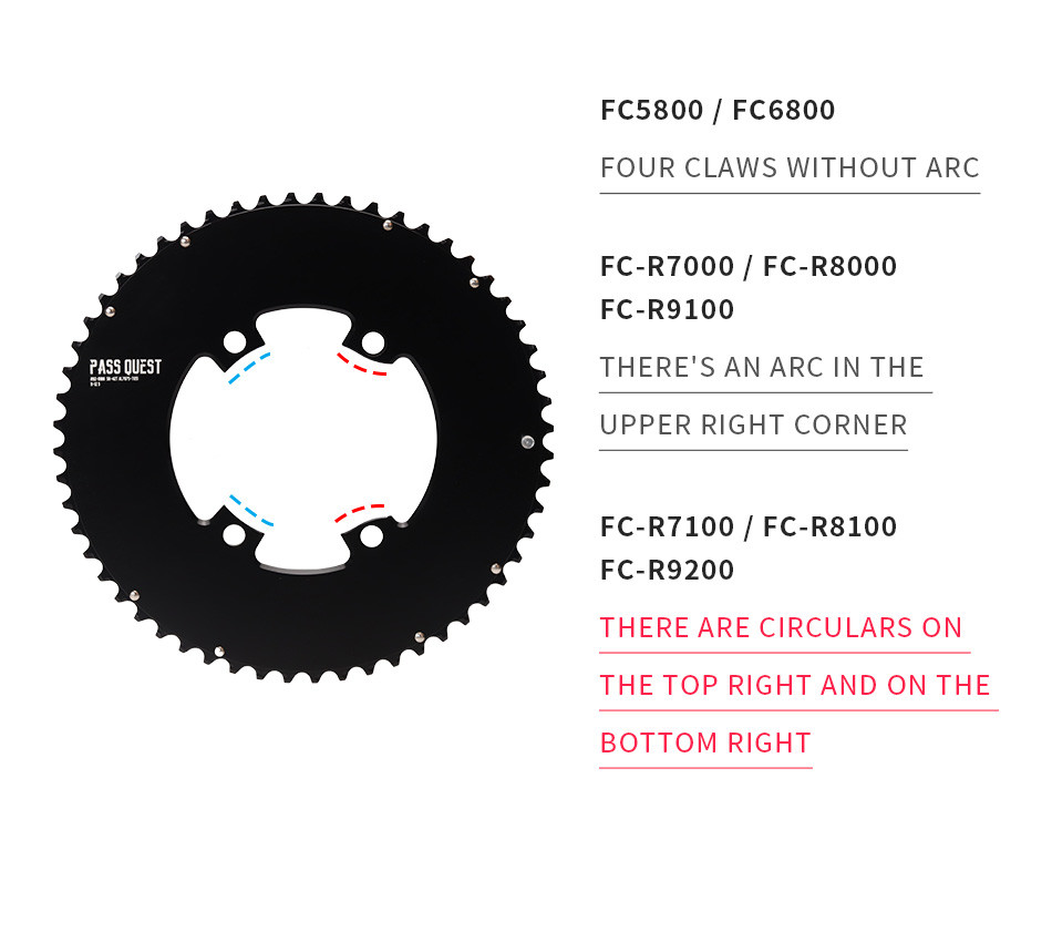 PASS QUEST Chainring 110BCD for 105 R7100 Shimano DuraAce R9200 Ultegra ...
