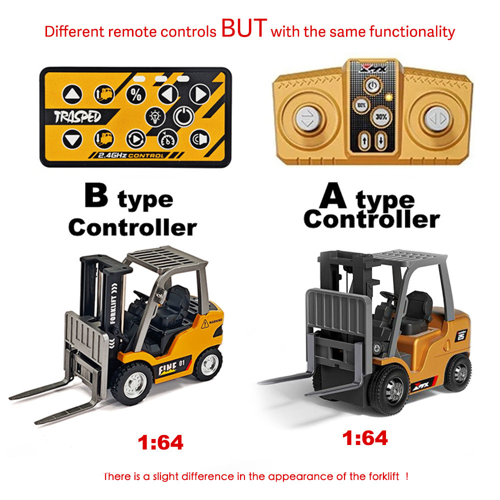 1:64 Mini Alloy RC Forklift Desktop Car 4WD Full-scale Remote Control ...