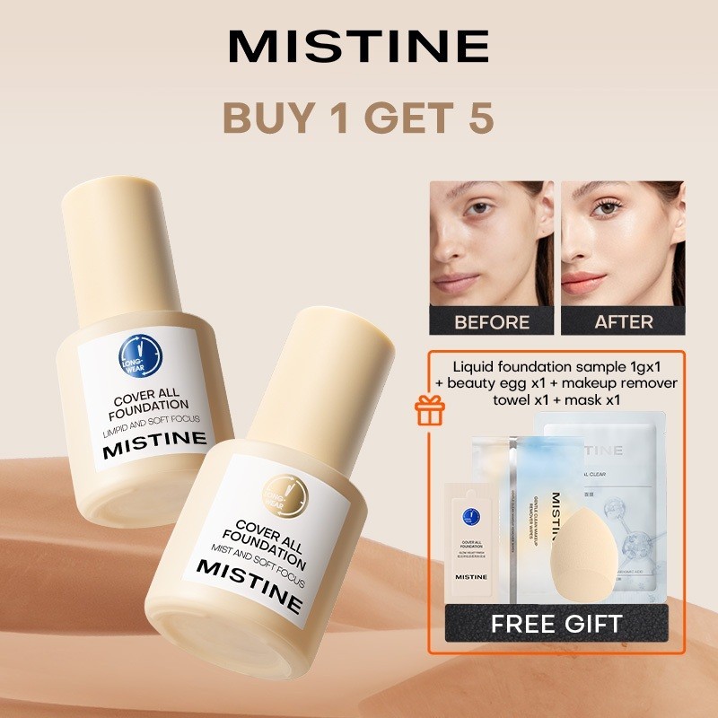 MISTINE NEW VERSION Long-lasting Cover All Oil Control Moisturizing Liquid Foundation 30g All ...