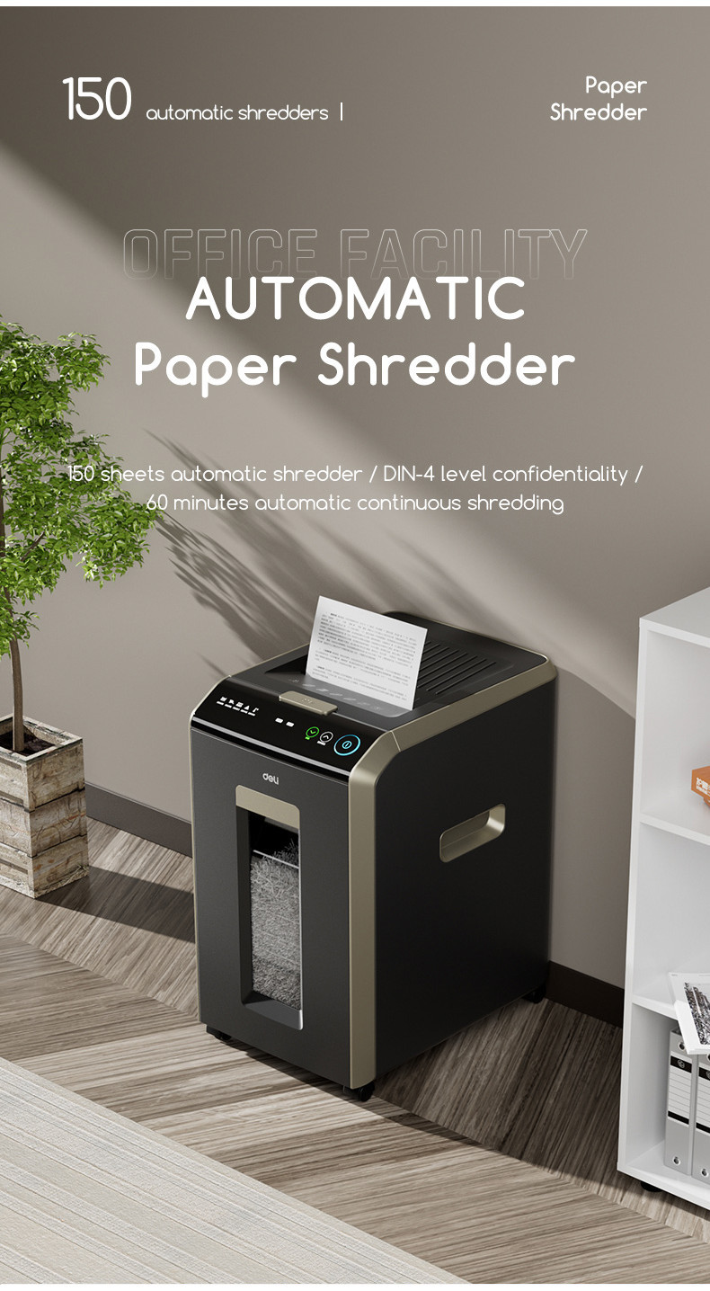 Deli Heavy Duty Auto Feed Paper Shredder 32L Cutter Machine Shredded ...