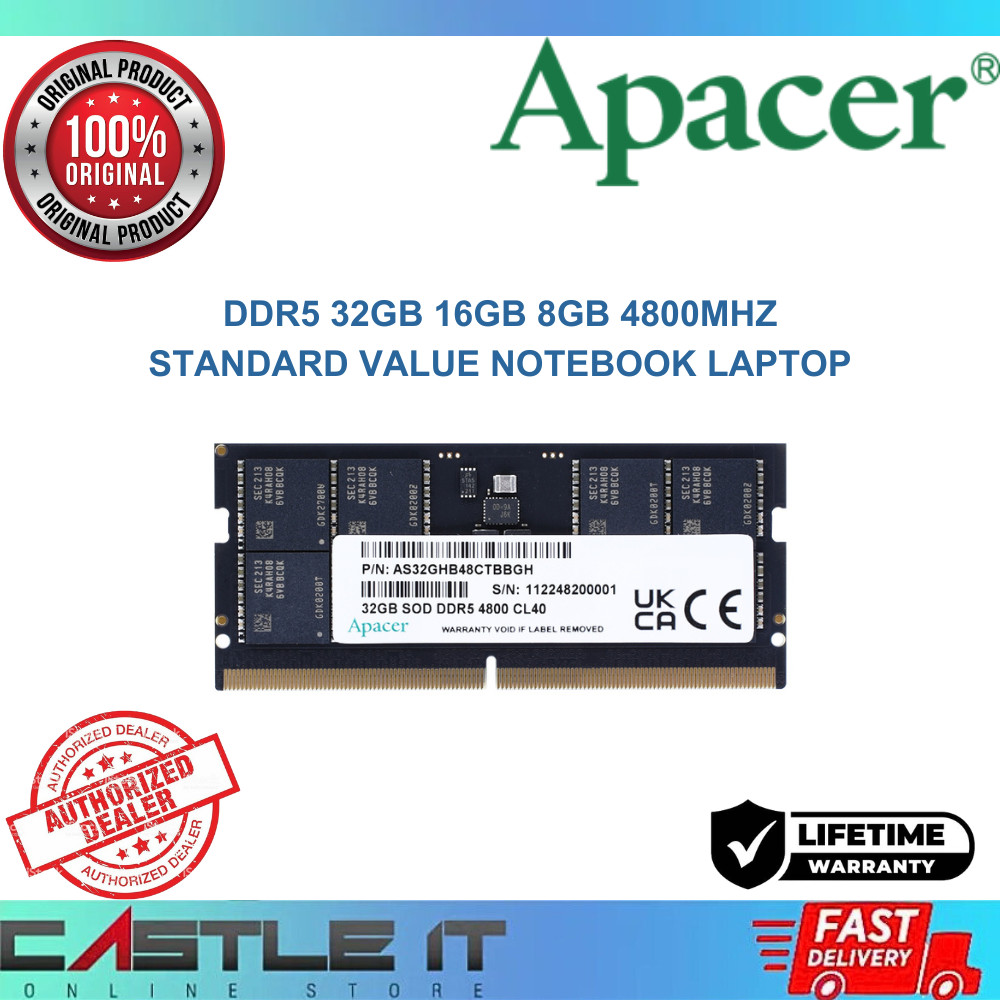 Apacer DDR5 32GB 16GB 8GB 4800MHZ PC4800 Standard Value Notebook Laptop Memory Ram Module ...