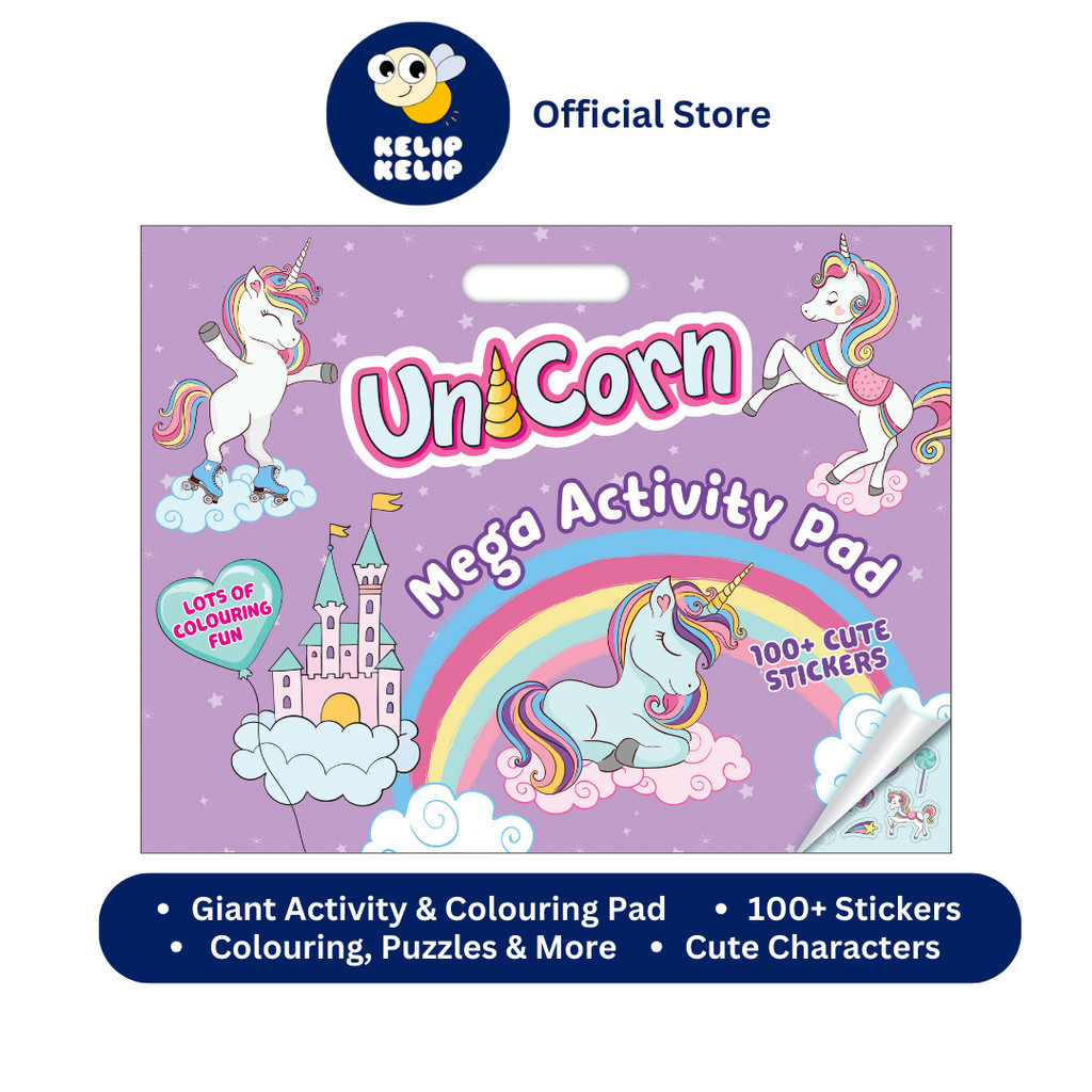 Unicorn Mega Activity Book Pad For Kids With Colouring Puzzles Mazes ...