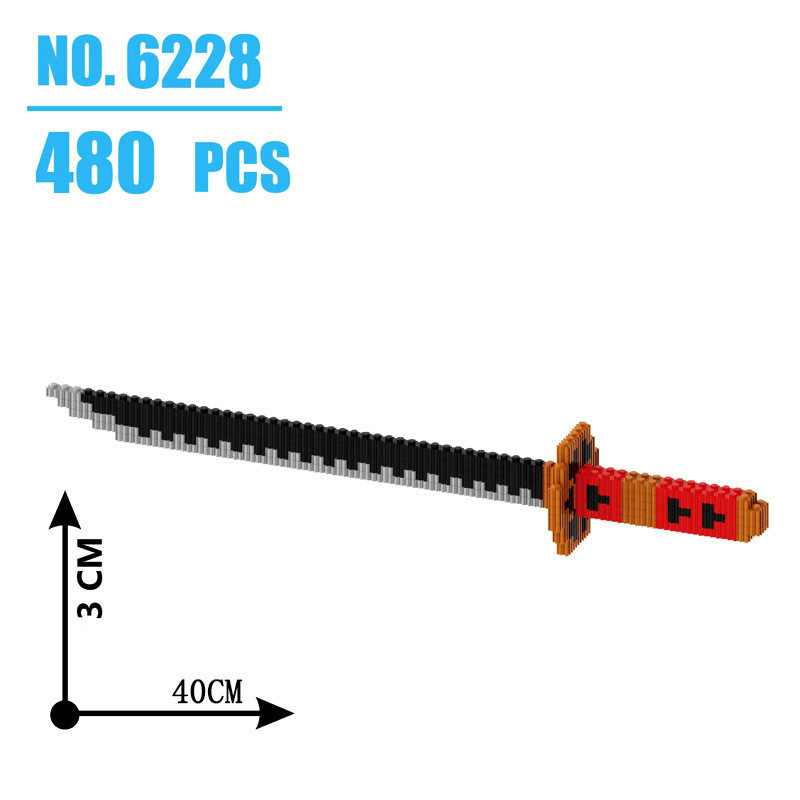 480Pcs Samurai Sword Building Blocks Ninja Blade Katana Japanese Anime ...
