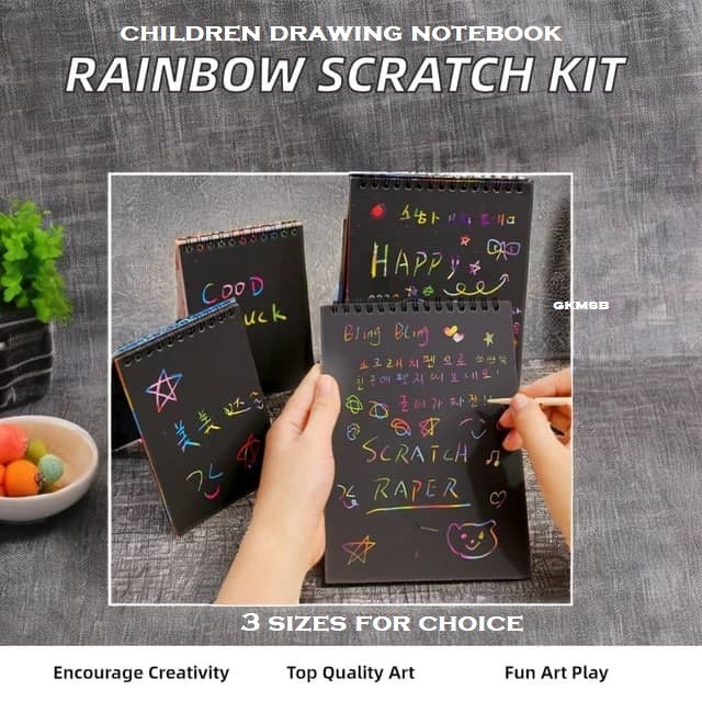 Rainbow Scratch Notebook Magic Colorful Kids Children Drawing Painting ...