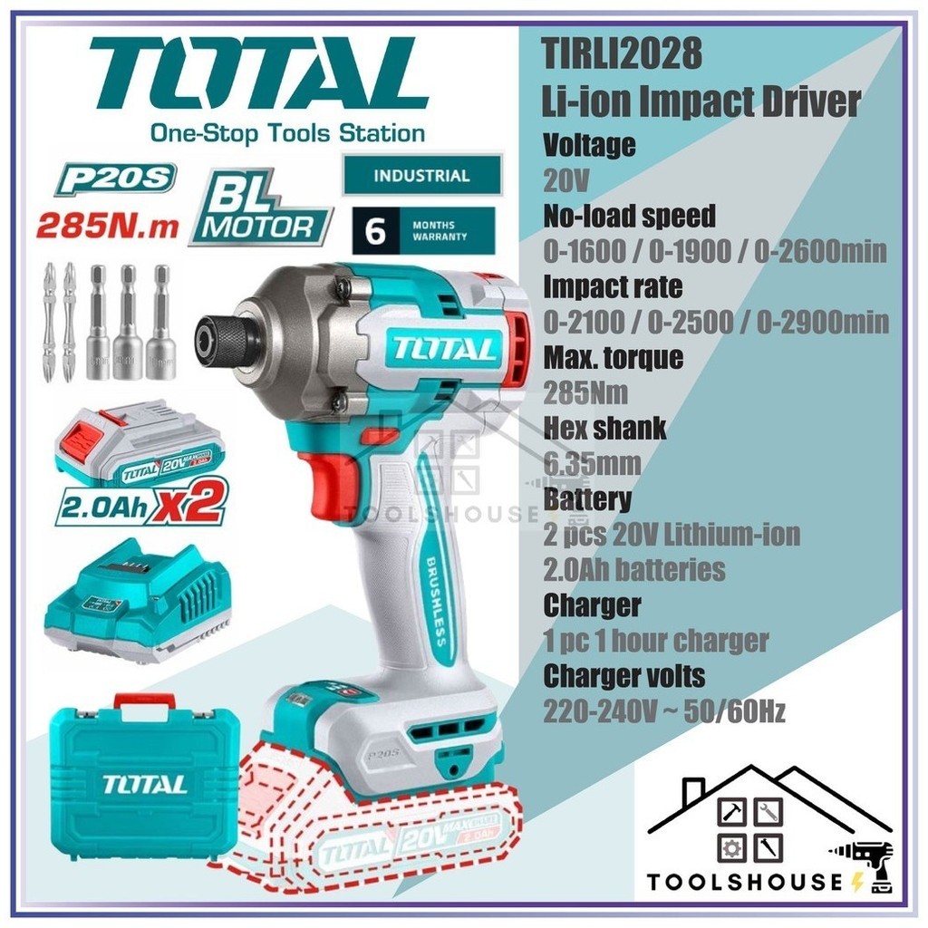 Total TIRLI2028 Li-ion Impact Driver 锂离子冲击起子 285Nm 20V | Shopee Malaysia