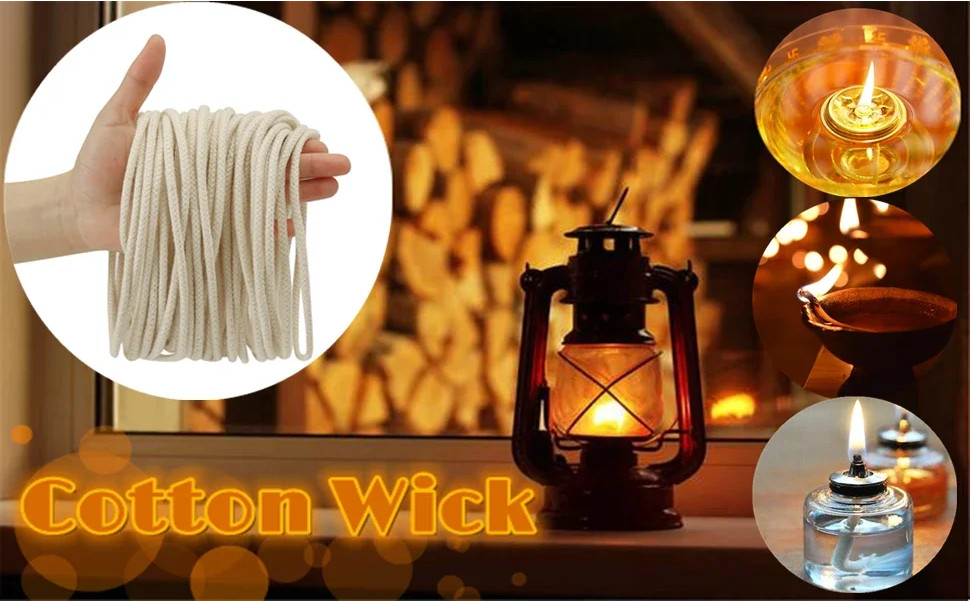 10M 4mm Long Burner Alcohol Wick Rope Cotton Smokeless Wick Round ...