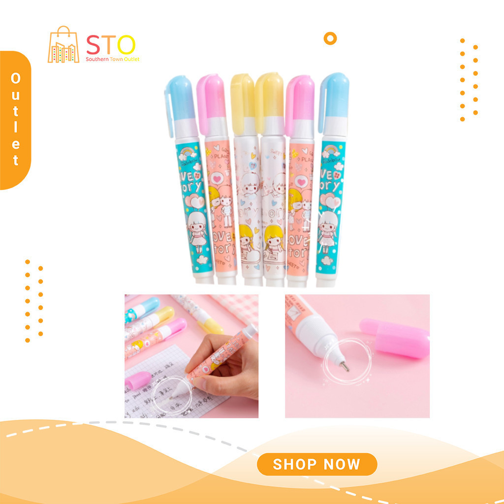 STO Stationery Correction Liquid Paper Cute Cartoon Liquid Paper Fast ...